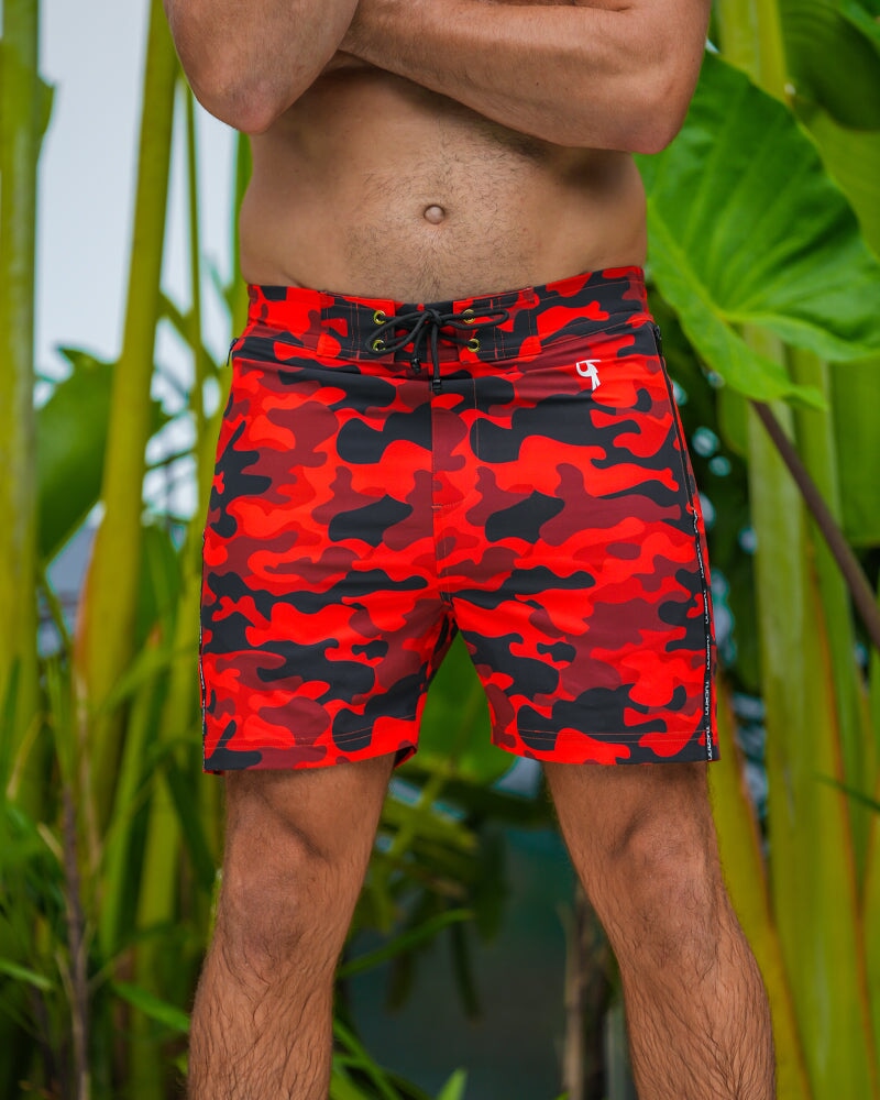 5" Red Camo Swim Trunks - Tucann America