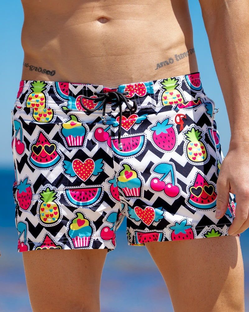 Cherry White Swim Shorts Tucann America